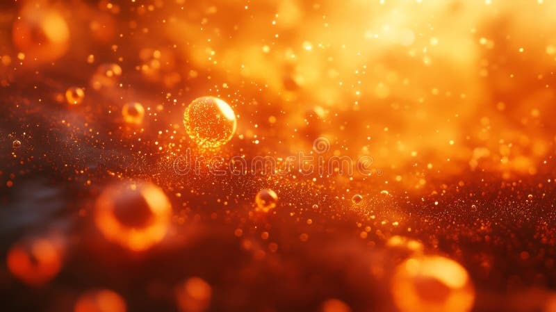 Abstract Orange Glowing Bubbles and Sparkles Background Stock ...