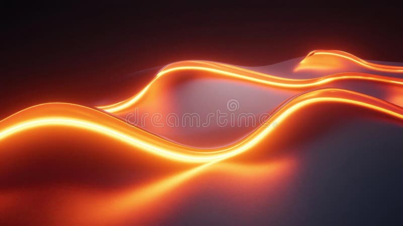Abstract Orange Glowing Lines Flow Smoothly Stock Illustration ...