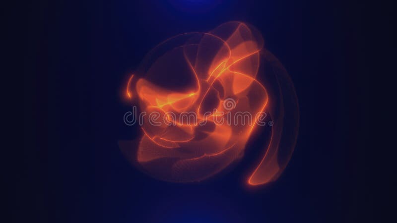 Abstract Orange Glowing Sphere Shape with Fluid Curves on a Dark ...