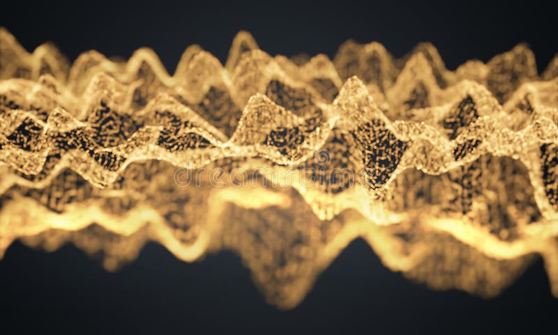 Abstract Orange Glowing Wavy Particles Background Stock Illustration ...