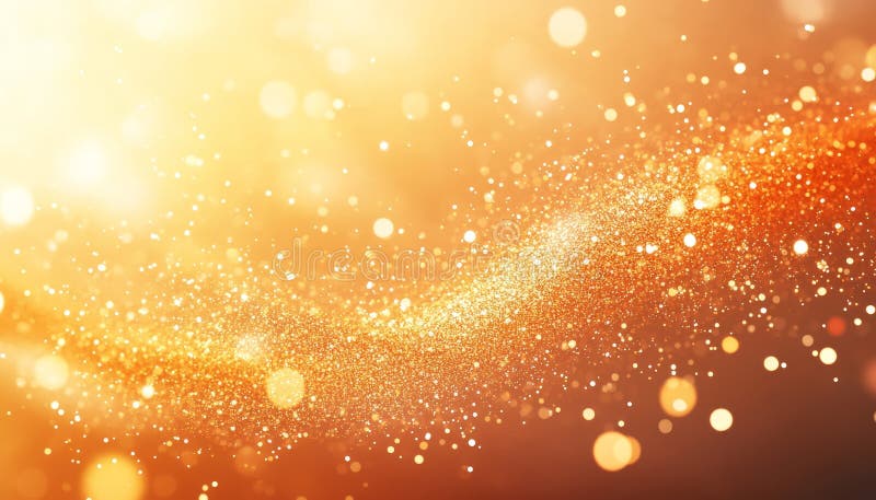 Abstract Orange and Gold Background with Swirling Glittering Particles ...