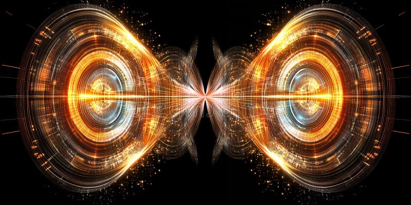 Abstract Orange and Gold Digital Energy Flow Futuristic Technology ...