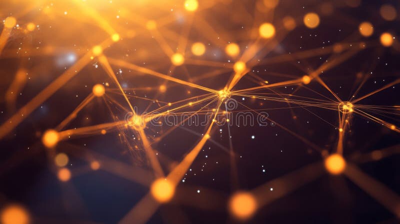 Abstract Orange and Gold Network Connections Stock Illustration ...