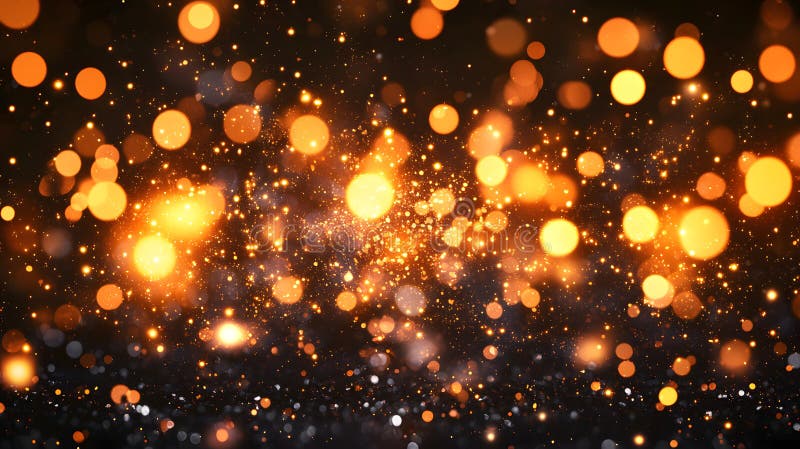 Abstract Orange and Gold Sparkles on a Dark Background Stock Image ...