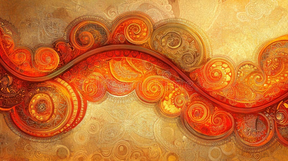 Abstract Orange and Gold Swirl Pattern Background Stock Illustration ...