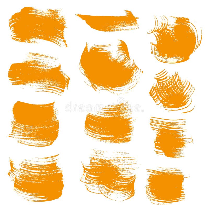 Abstract Orange Gouache Smears Isolated on a White Background Stock ...