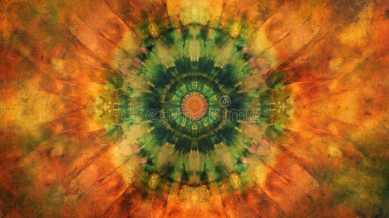 Abstract Orange and Green Mandala Art Background Stock Illustration ...