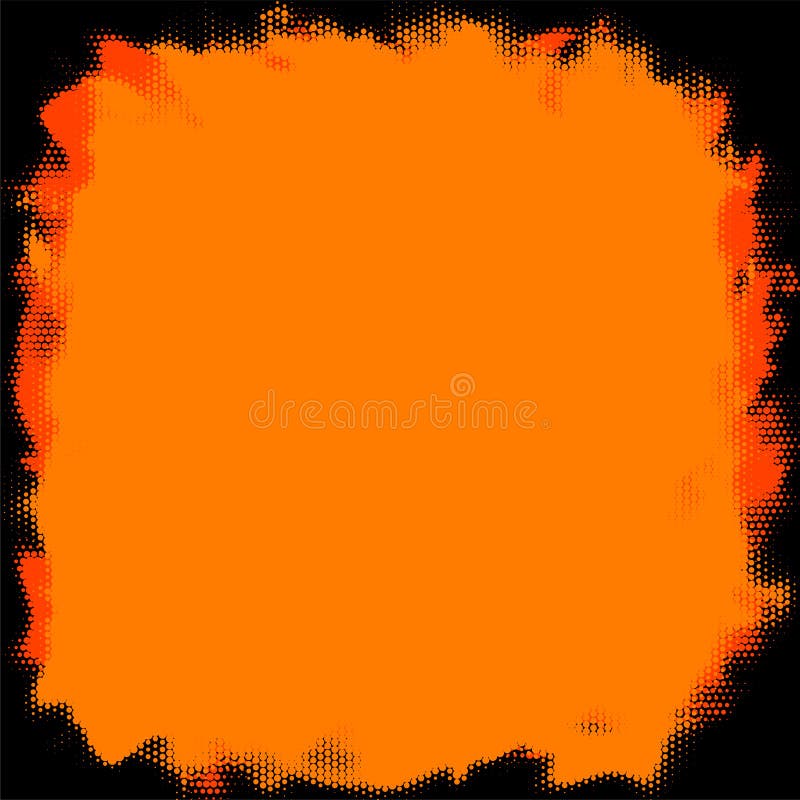 Abstract Orange Halftone Background with Black Frame Stock Vector ...