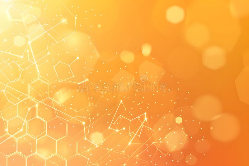 Abstract Orange Hexagons and Connected Lines Background - AI Generated ...