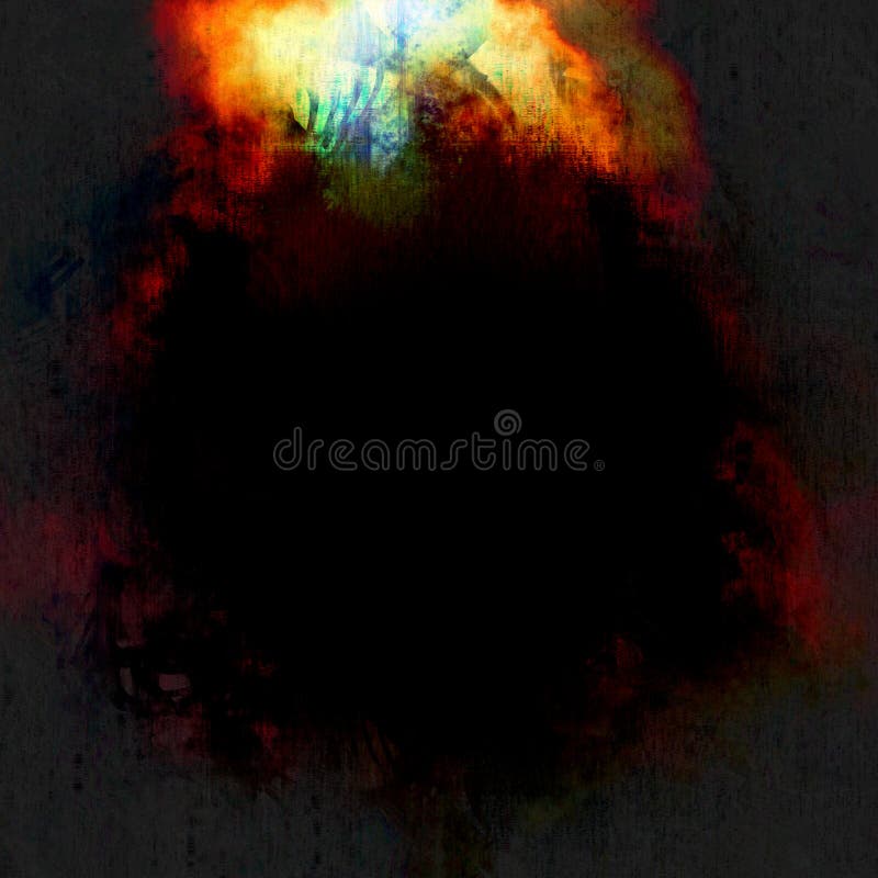 Abstract Orange Illuminated Up Splatter Drop on Dark Paint Background ...