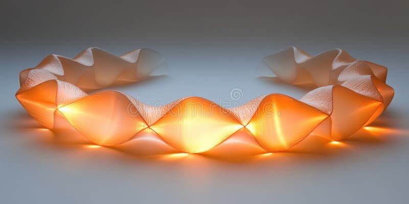 Abstract Orange Illuminated Wave Design Modern Art Sculpture 3D Glow ...