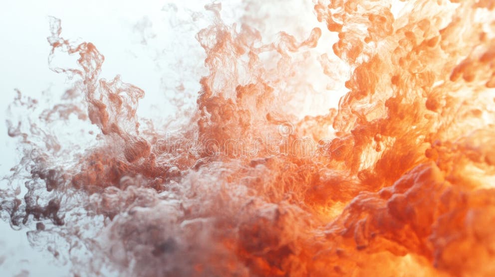 Abstract Orange Ink Explosion with Cloud-like Textures Stock ...