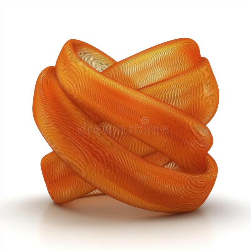 Abstract Orange Interwoven 3D Shapes on White Background Stock ...