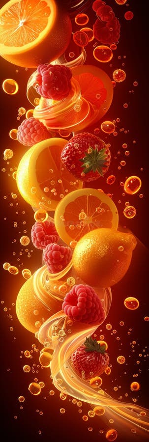 Abstract Orange, Lemon, and Raspberry Background Stock Illustration ...