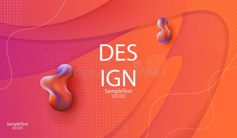 Abstract Orange Light Design with Oval Geometric Shapes and Squares ...