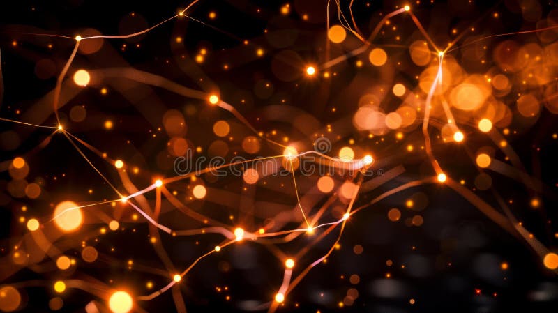 Abstract Orange Light Network Background, Connection, Technology ...