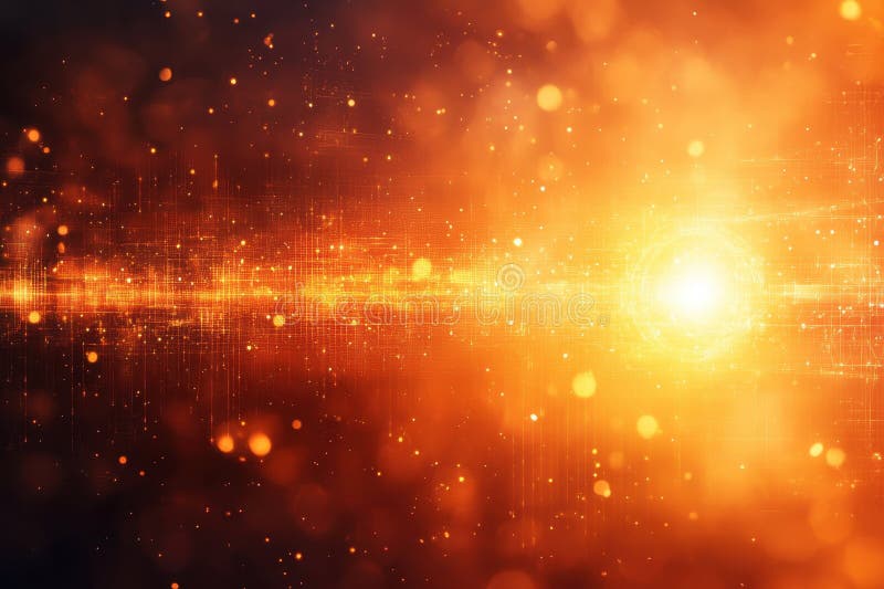 Abstract Orange Light Rays Radiate Across a Dark Background Creating a ...