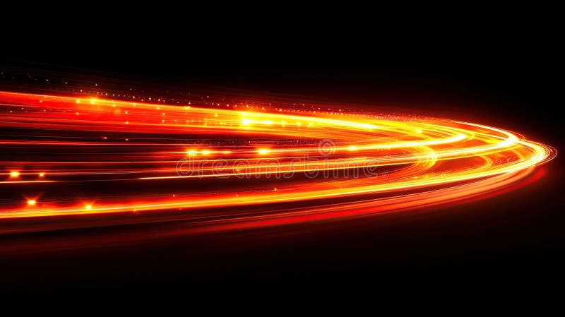 Abstract Orange Light Trails on Black Background, Creating a Dynamic ...