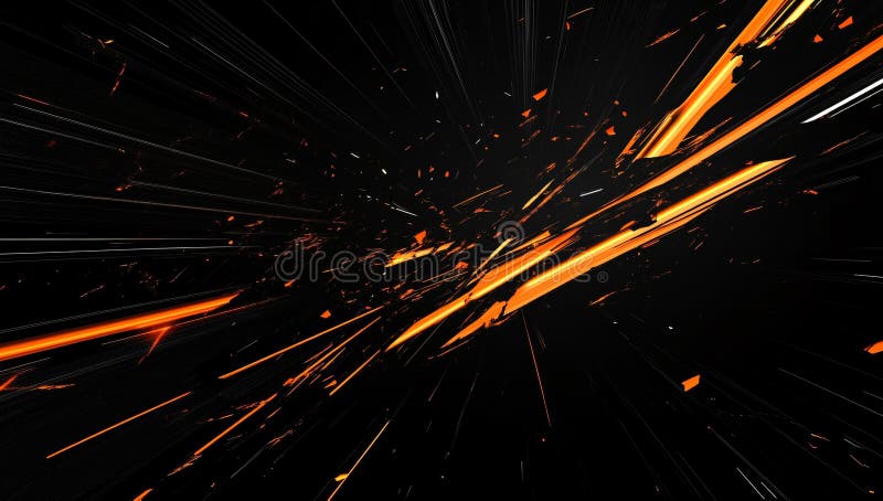 Abstract Orange Lines Explosion Black Background High Quality Image ...