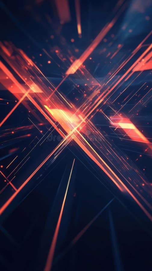 Abstract Orange Lines Intersect Dynamically in Dark Space, Futuristic ...