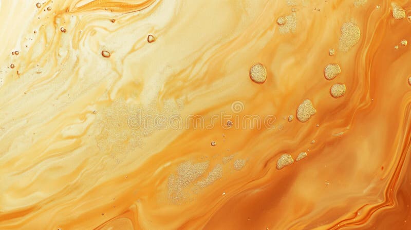 Abstract Orange Liquid Texture with Golden Bubbles and Swirls Stock ...
