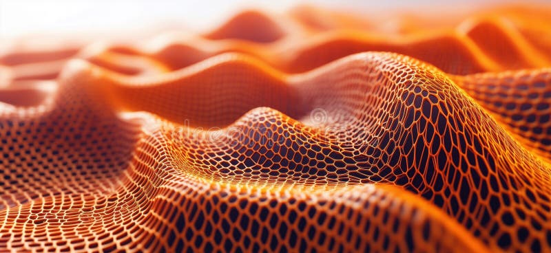 Abstract Orange Mesh Texture with Flowing Waves and Intricate Patterns ...