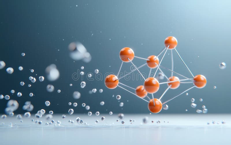 Abstract Orange Molecule Structure 3D Rendering Stock Illustration ...