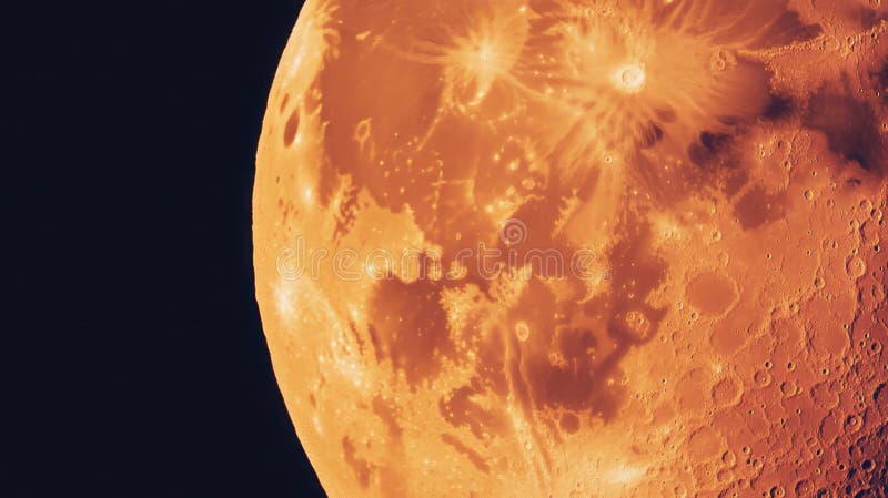 Mysterious Orange Moon with Chaotic Textures for Artistic Design Stock ...