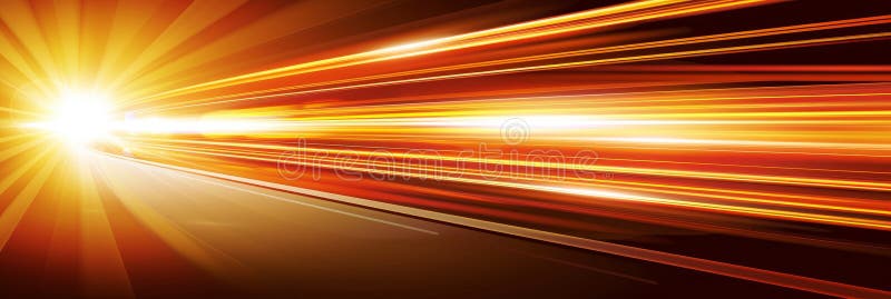 Abstract Orange Motion Light Trails, Burst of Light Speed with Blur ...