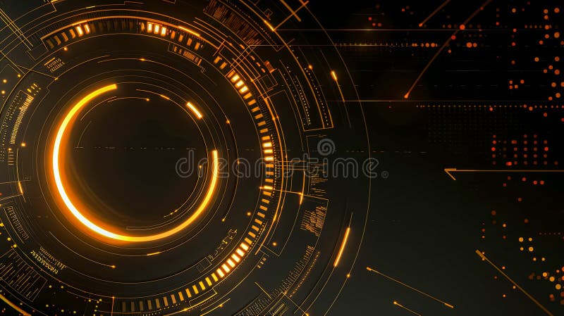 Abstract Orange Neon HUD Interface on Dark Background Stock Photo ...