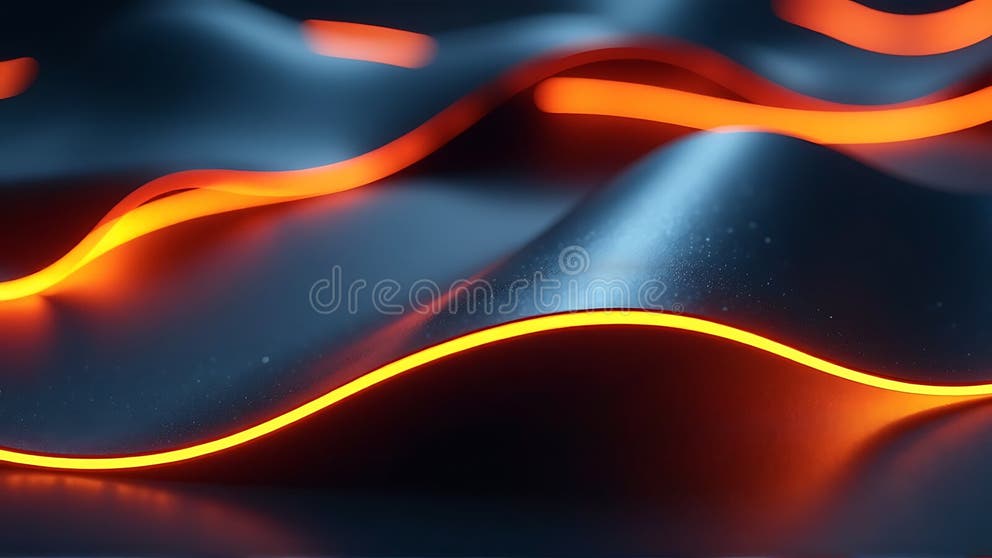 Abstract Orange Neon Lines on a Dark Background Stock Illustration ...