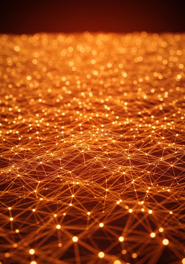 Abstract Orange Network Connection Background Stock Illustration ...