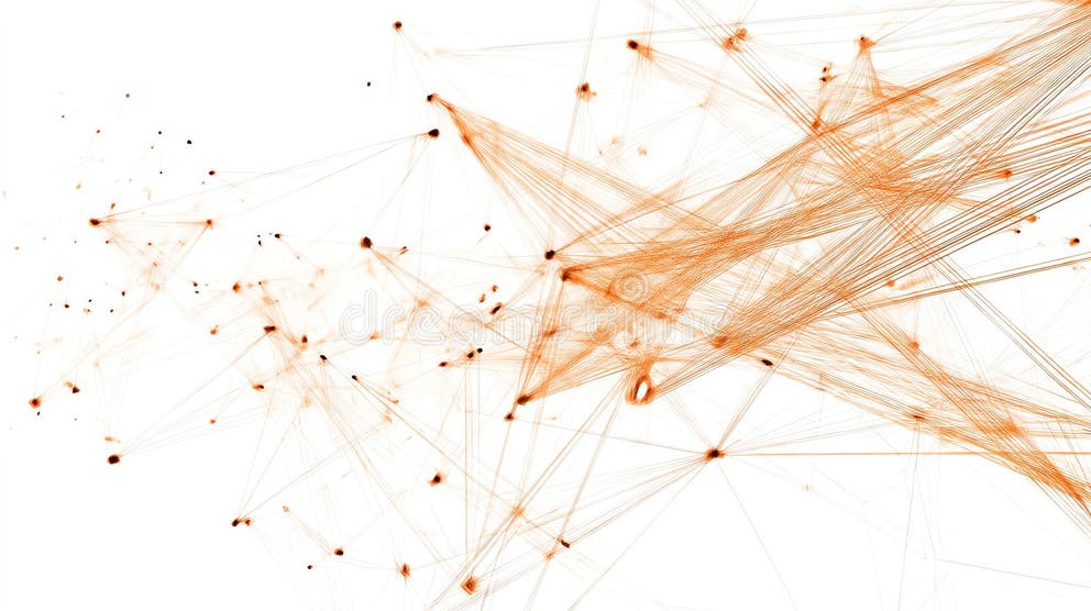 Abstract Orange Network Connection, Digital Data Flow, Complex System ...