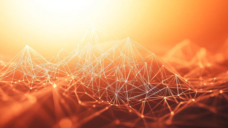 Abstract Orange Network Landscape Futuristic Technology and Data ...