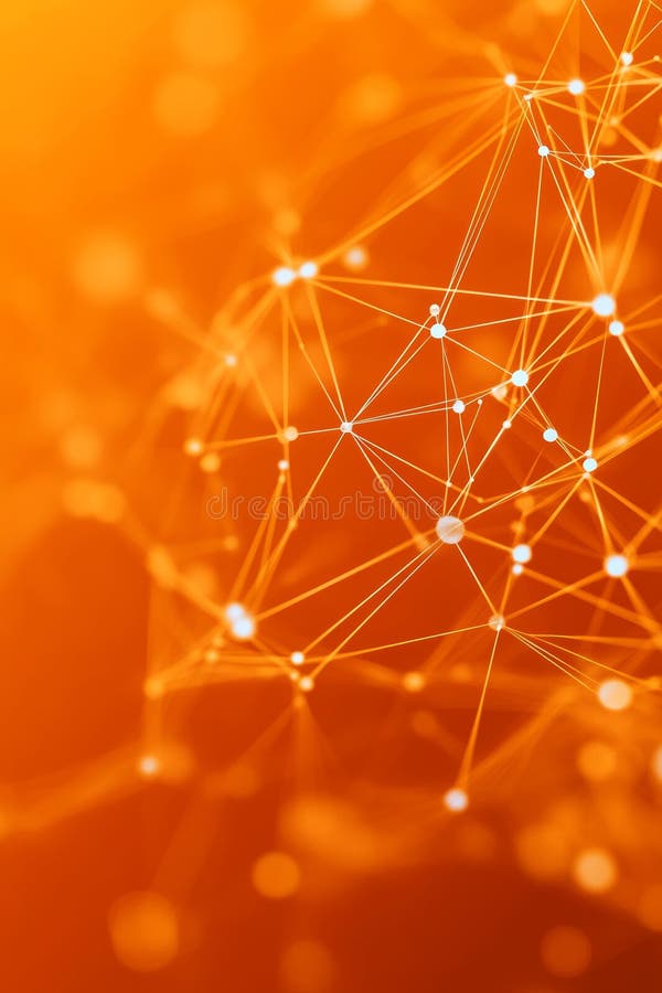 Abstract Orange Network Structure. Connected Dots and Lines ...