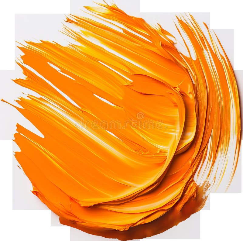 Abstract Orange Paint Brush Stroke on Transparent Background Stock ...