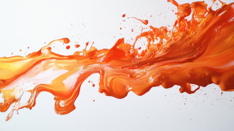 Abstract Orange Paint Splash on White Background Stock Illustration ...