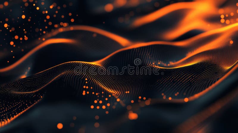Abstract Orange Particle Wave Background Stock Illustration ...