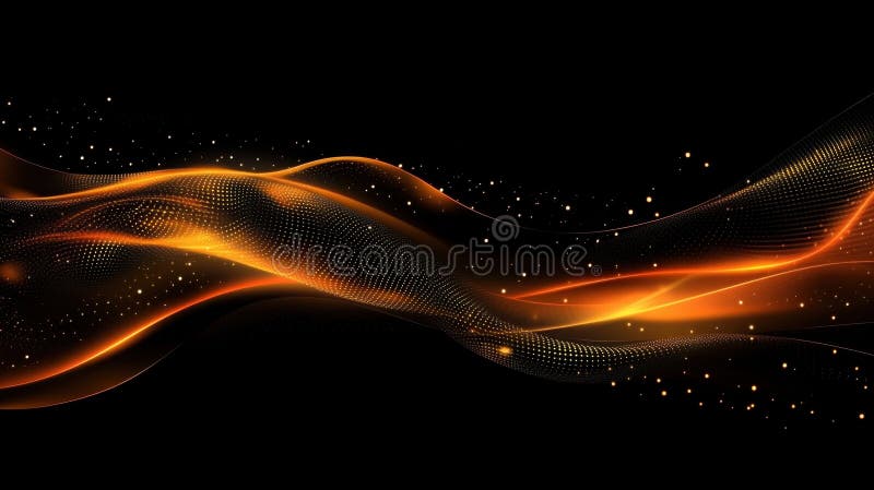 Abstract Orange Particle Wave Background Stock Illustration ...