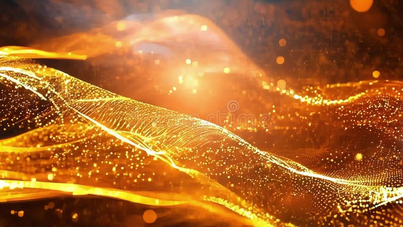 Abstract Orange Particles Forming a Wave Shape Background Stock Video ...