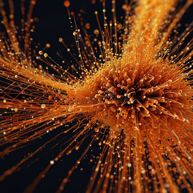 Abstract Orange Particles of Optical Fiber 3d Illustration Stock ...