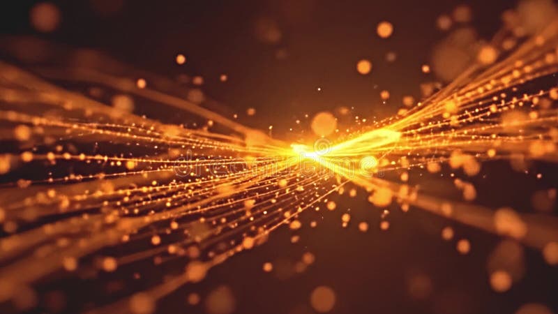 Abstract Orange Particles of Optical Fiber Line Generative AI Stock ...
