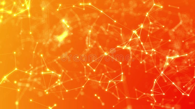 Abstract Orange Plexus Background Floating Structures High Tech Looping Background for Science ...