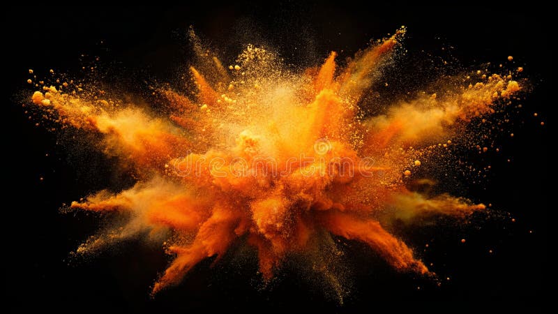 Abstract Orange Powder Explosion on Black Background AI Generative ...