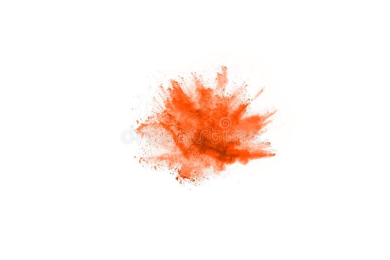 Orange Powder Explosion on White Background. Stock Image - Image of ...