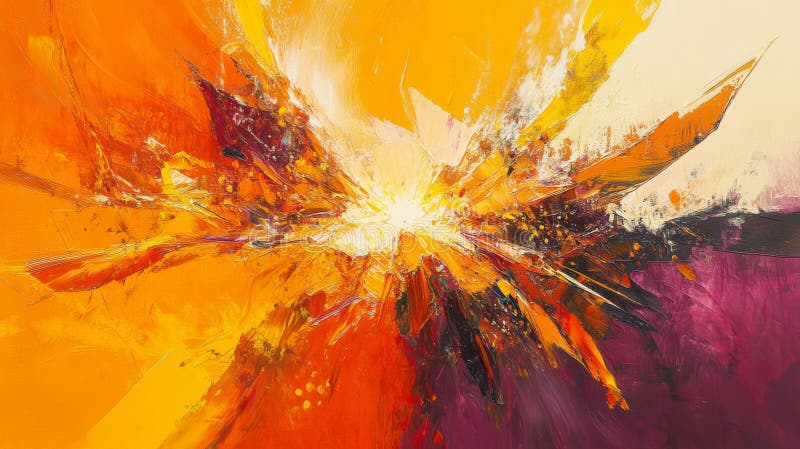 Abstract Orange and Purple Paint Burst Stock Illustration ...