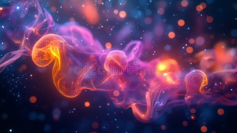 Abstract Orange and Purple Smoke with Glowing Particles Stock ...
