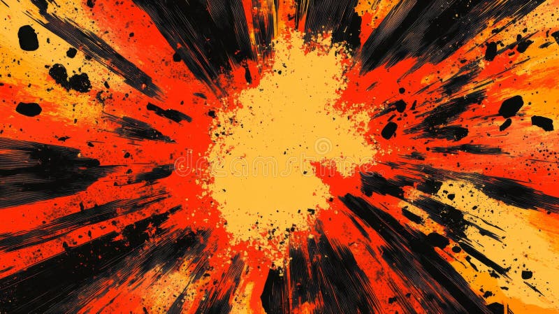 Abstract Orange Red Black Paint Explosion Burst Stock Illustration ...