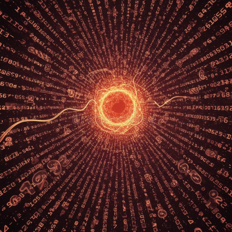 Abstract Orange and Red Digital Data Explosion Stock Illustration ...