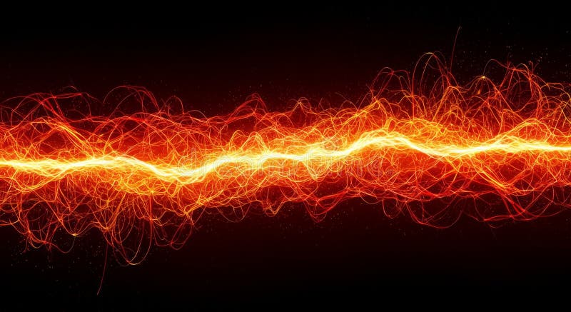 Abstract Orange and Red Energy Wave with Glowing Particles Stock ...